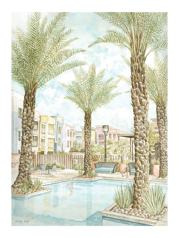 Pool and Palms by Cindy Jacobs (18 x 24) - Posterazzi