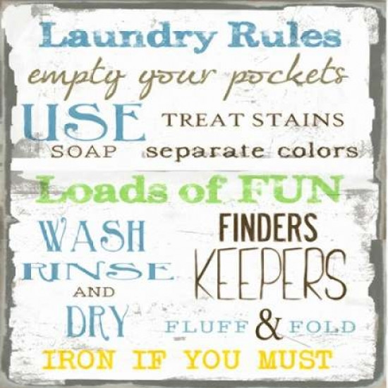 LAUNDRY RULES Poster Print by Taylor Greene (12 x 12) - Posterazzi