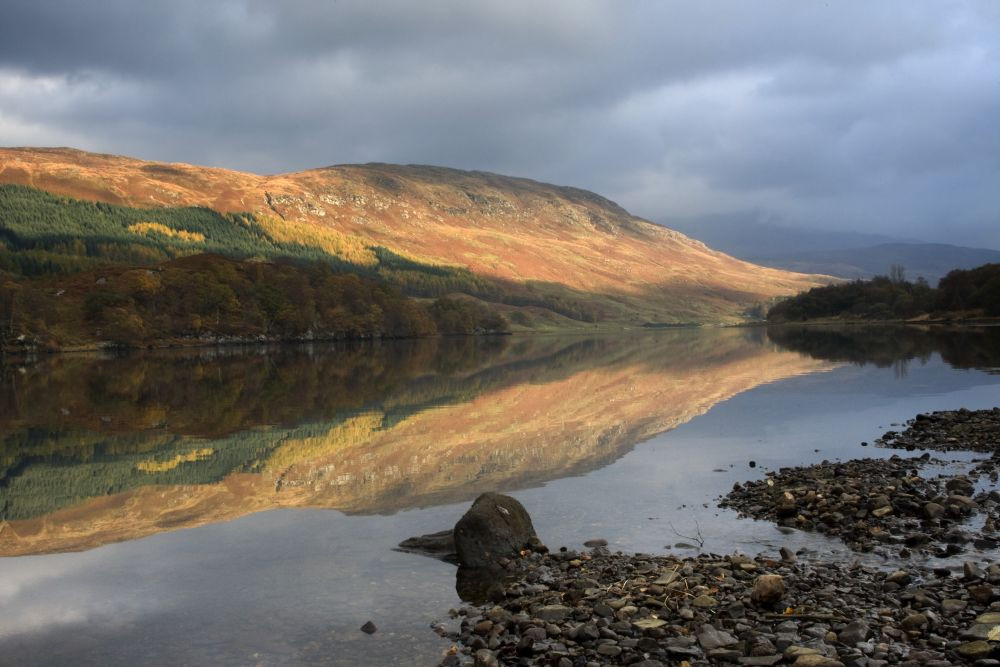 Reflection In The Water, Loch Lobhair, Scotland Poster Print by John ...