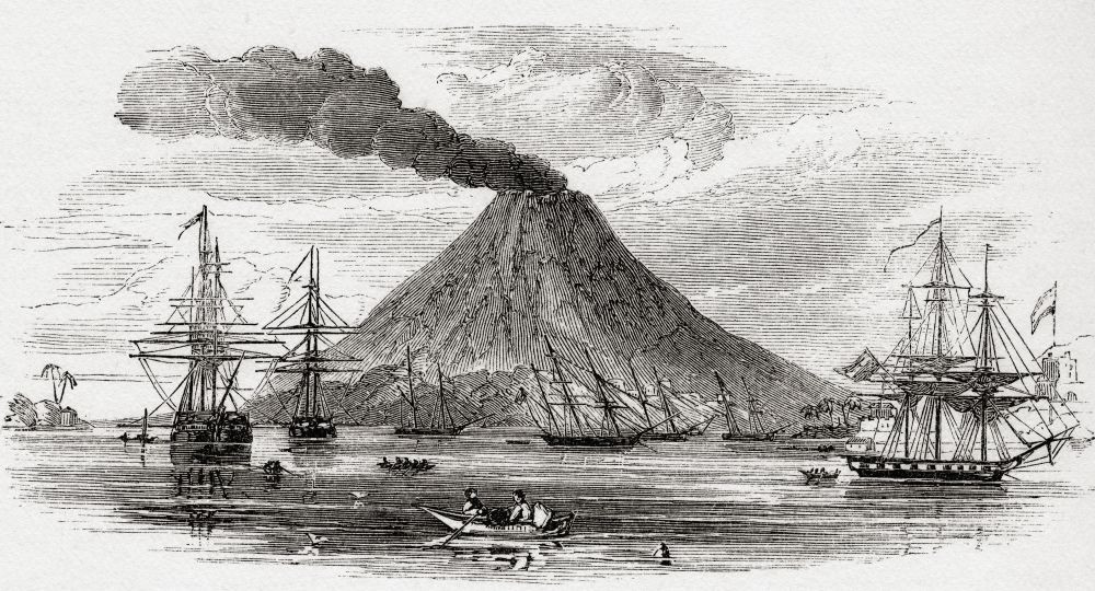The volcano Gunung Api, Banda Api island, Banda Islands, Indonesia ...