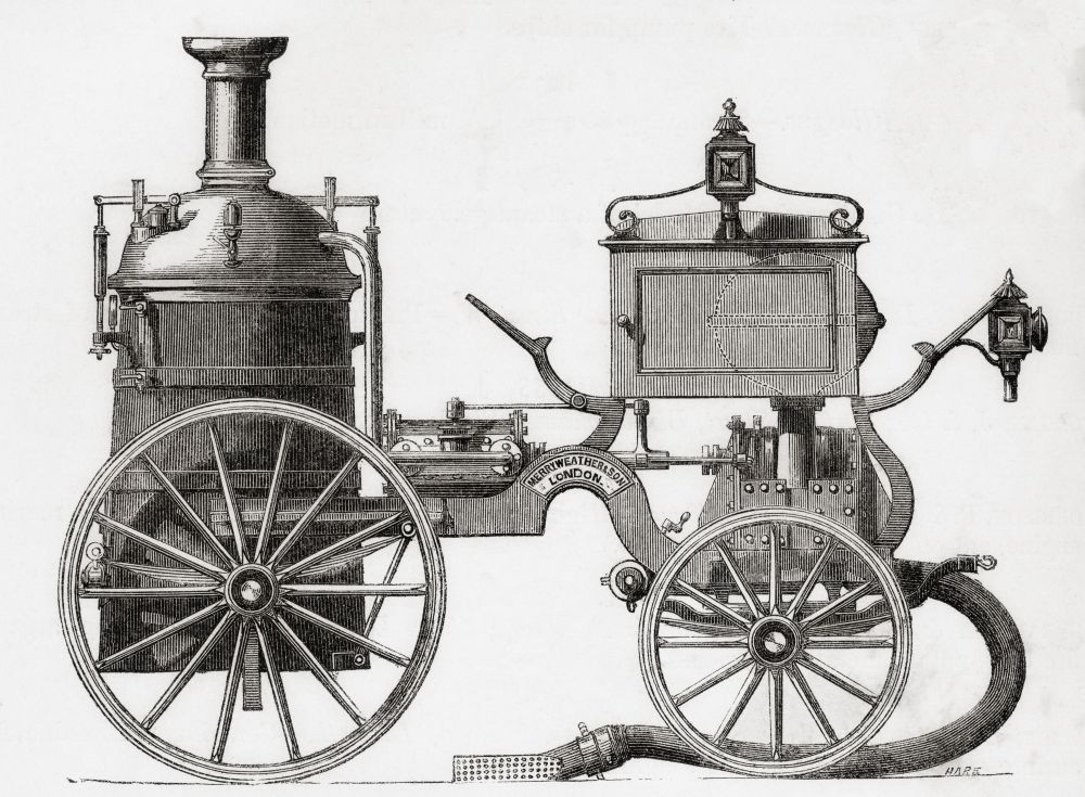 Merryweather and Son's steam pumper fire engine, 1862. From A Concise ...