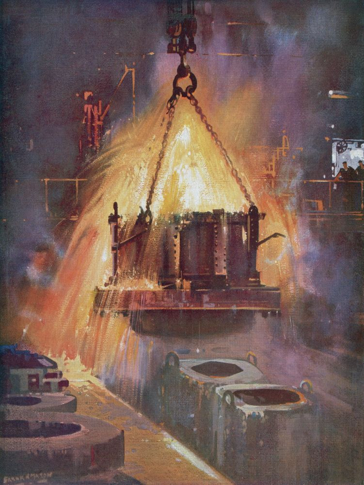 Editorial. Tapping a steel furnace. Fireclay plugs were removed from ...