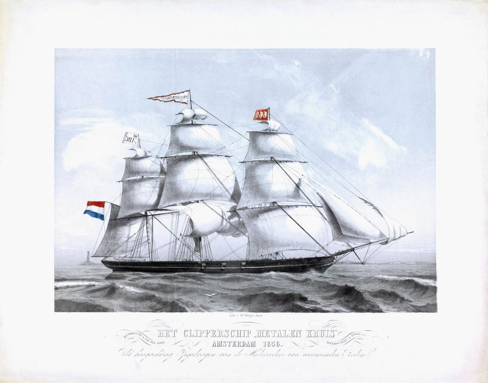 The Dutch clipper Metalen Kruis under full sail. After a work by ...