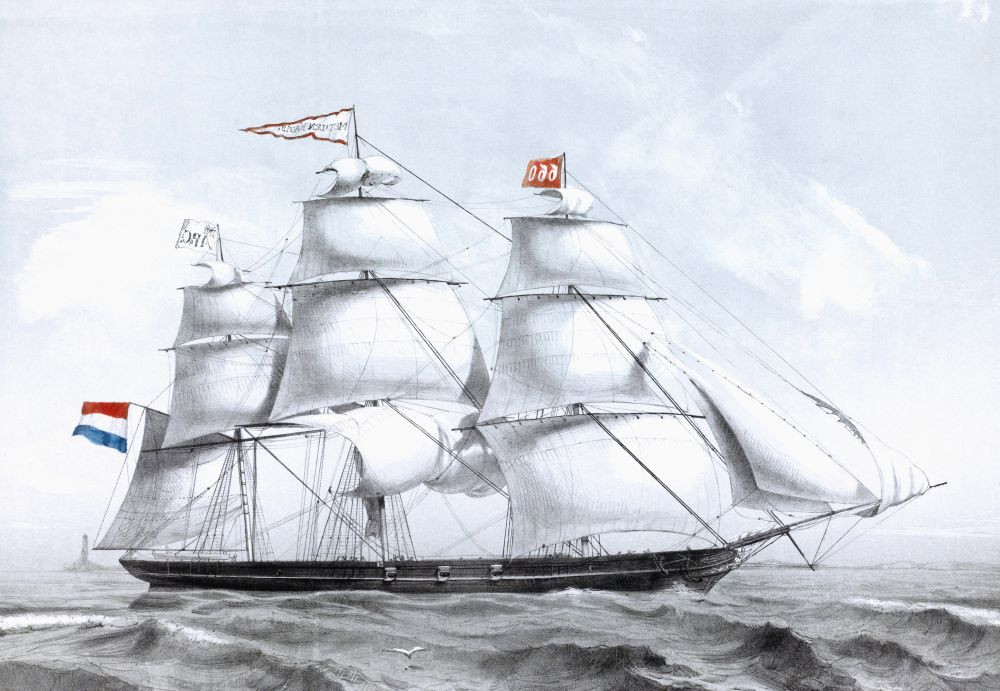 The Dutch clipper Metalen Kruis under full sail. After a work by ...