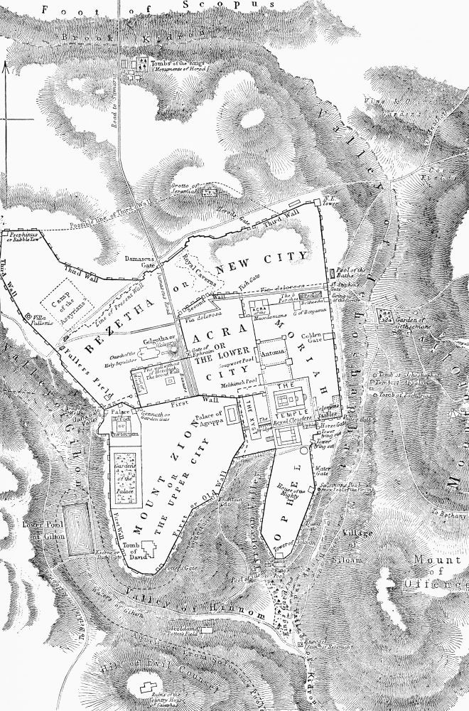 Plan of Jerusalem in the first Christian century showing Mount Zion or ...