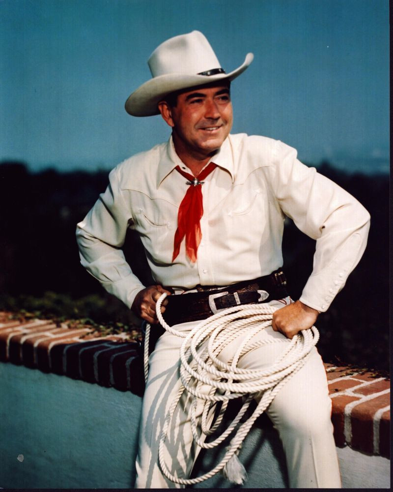 Johnny Mack Brown In White Outfit And Hat With Red Scarf And Rope Photo ...