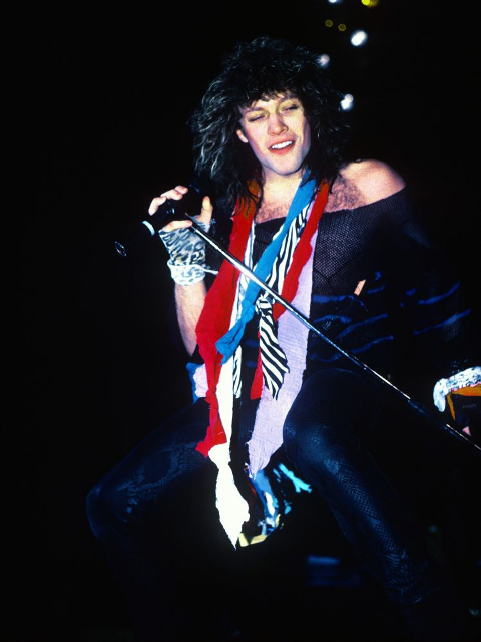 Jon Bon Jovi performing with Bon Jovi performing at the Forum in LA, Circa: 1980's. ph: Ron ...