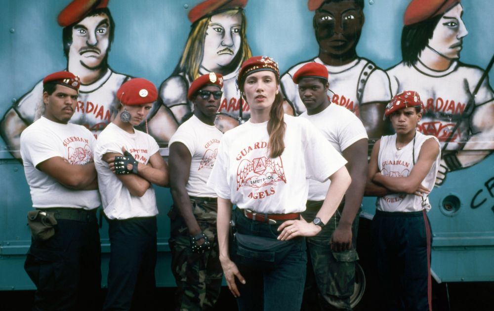 Lisa Sliwa and other Guardian Angels posing in front of Guarduan Angels ...