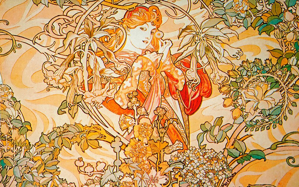 Mucha Woman With Daisy Archival Vers Poster Print - Apple Collection ...