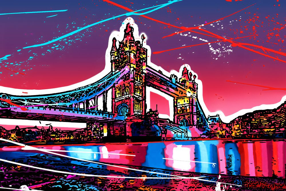 C001 Colorful Cityview Tower Bridge London Poster Print - Ray Heere ...