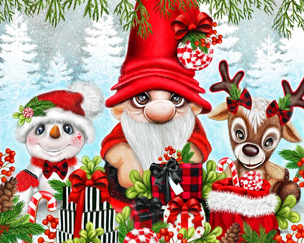 Christmas Gnome and Friends Poster Print - Pike Art Sheena - Posterazzi
