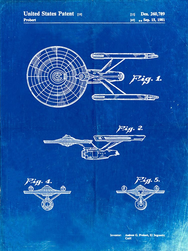 PP56-Faded Blueprint Starship Enterprise Patent Poster Poster Print ...