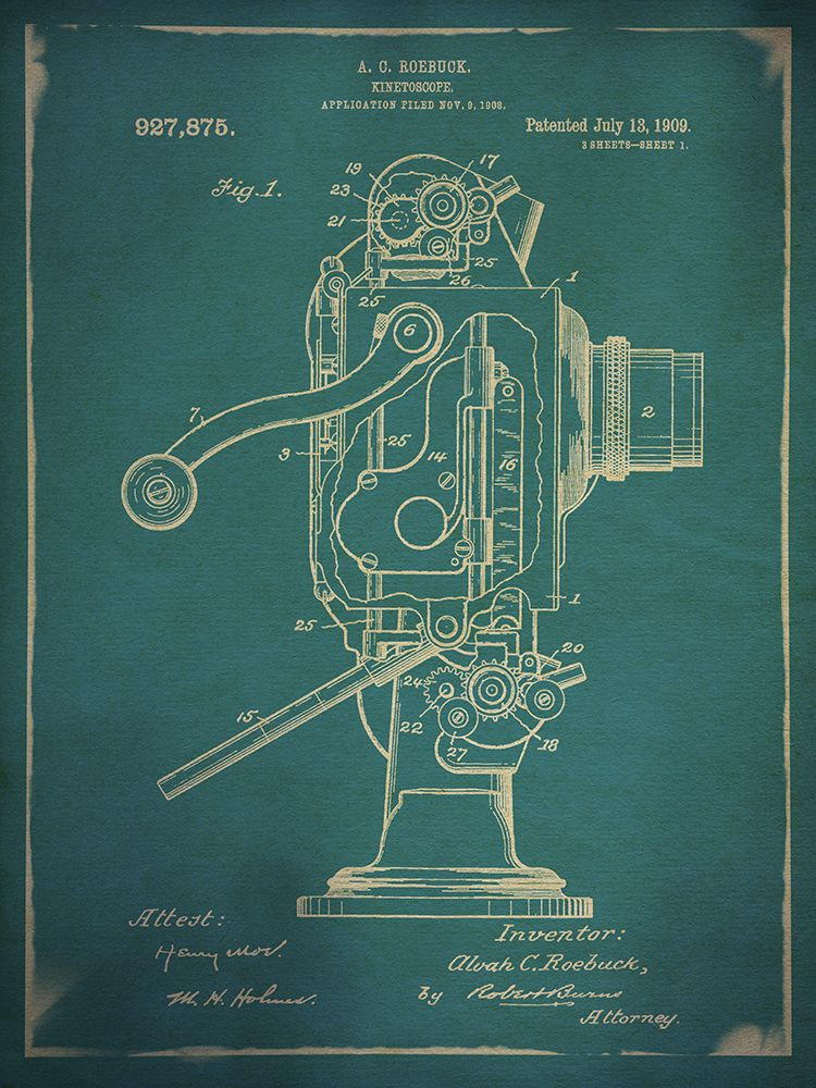 Movie Projector 2 Blue Poster Print - ArtLab GI - Posterazzi