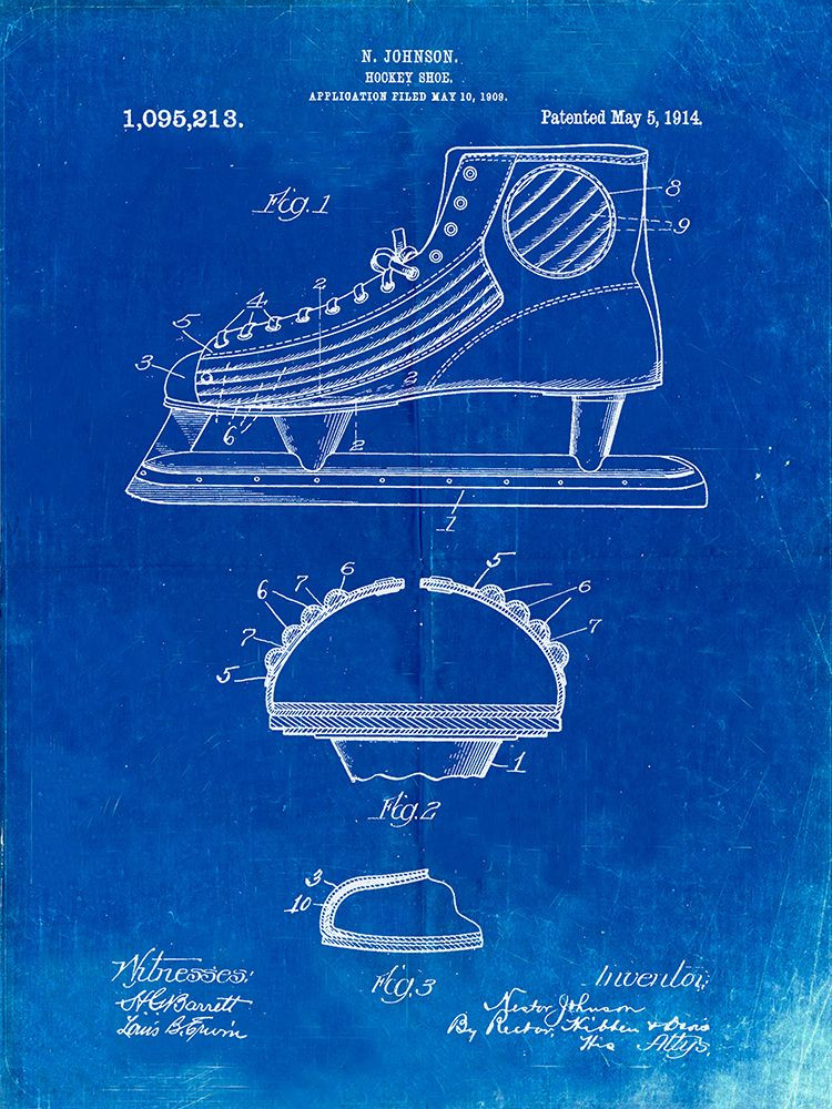 PP169- Faded Blueprint Hockey Skate Patent Poster Poster Print - Cole ...