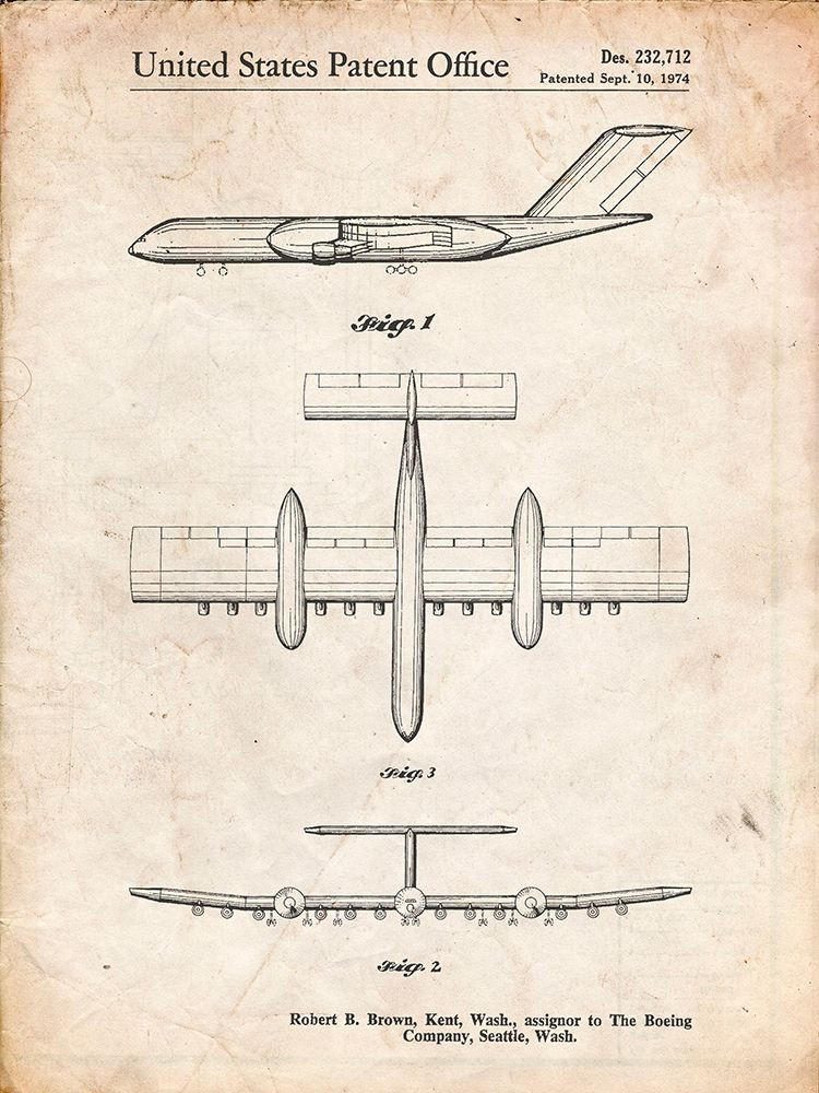 PP749-Vintage Parchment Boeing RC-1 Airplane Concept Patent Poster ...