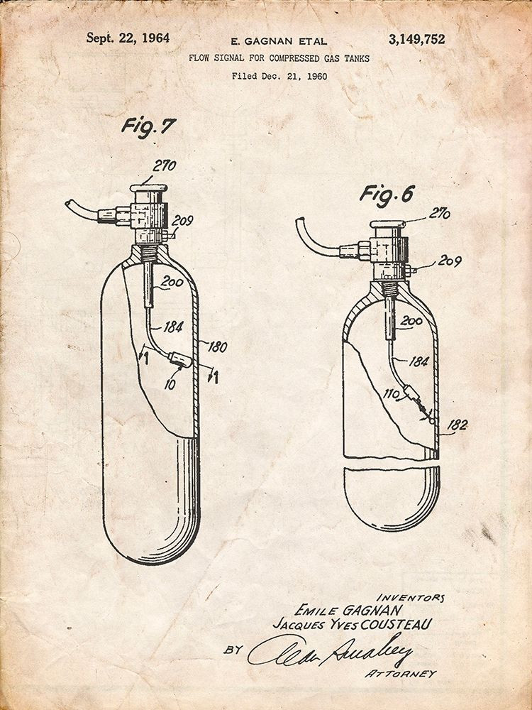 PP981-Vintage Parchment Oxygen Tank Poster Poster Print - Cole Borders ...