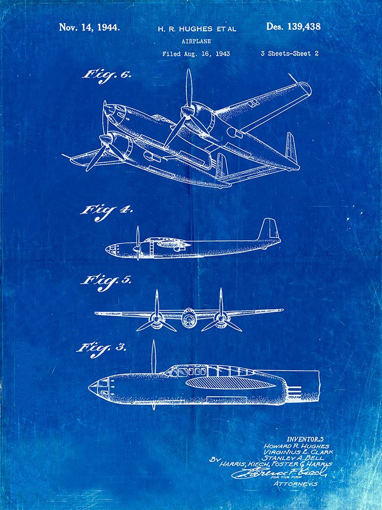 PP69-Faded Blueprint Lockheed XP-58 Chain Lightning Poster Poster Print ...