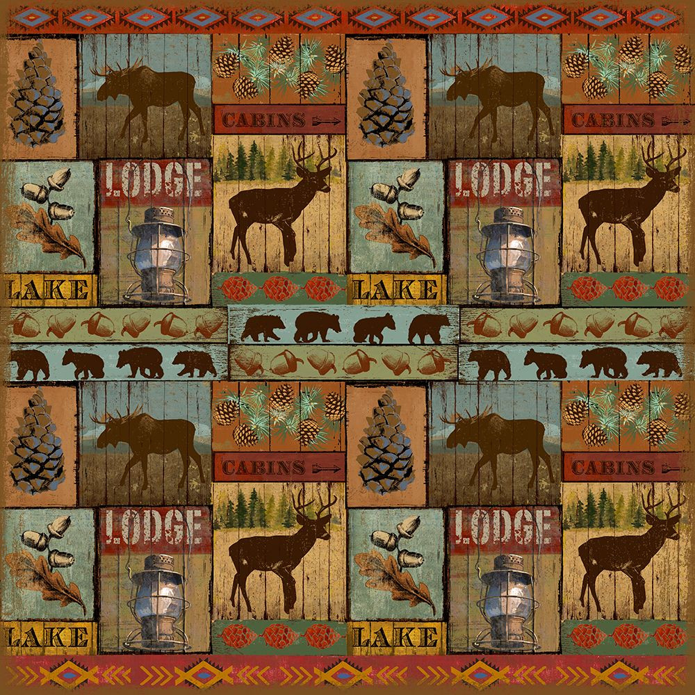 Patchwork Lodge and Cabin Poster Print - Licensing Studio Art - Posterazzi