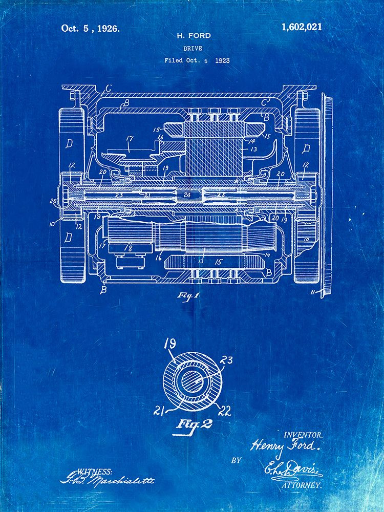 PP1110-Faded Blueprint Train Transmission Patent Poster Poster Print ...