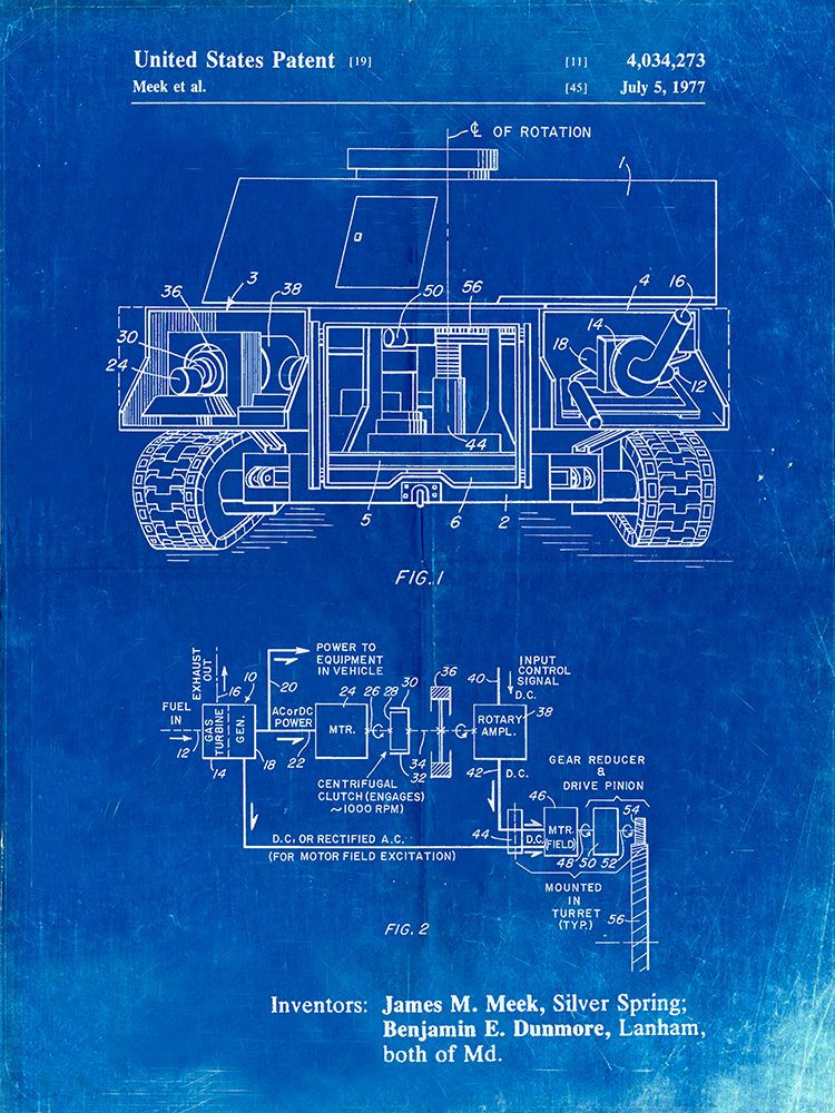 PP1116-Faded Blueprint Turret Drive System Patent Poster Poster Print ...