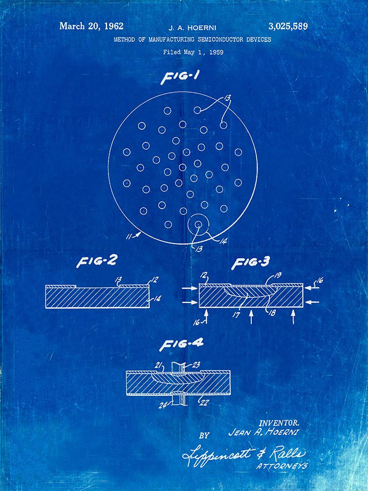 PP1113-Faded Blueprint Transistor Semiconductor Patent Poster Poster ...