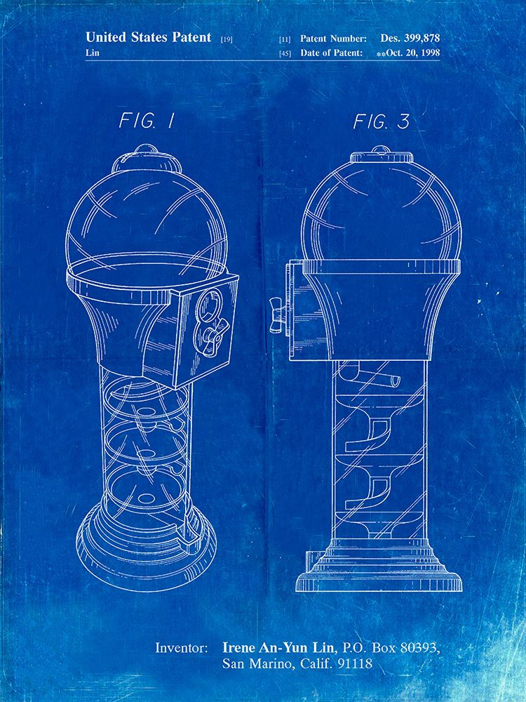PP864-Faded Blueprint Gumball Machine Poster Poster Print - Cole ...
