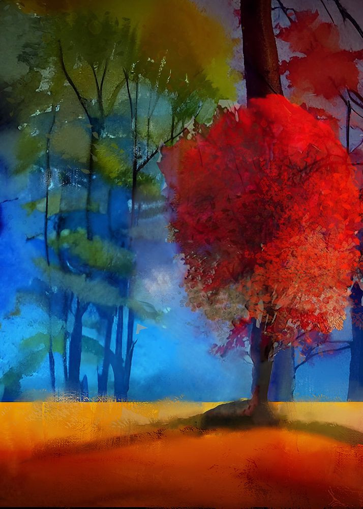 Flamboyant Red Tree Poster Print - Ruth Day - Posterazzi