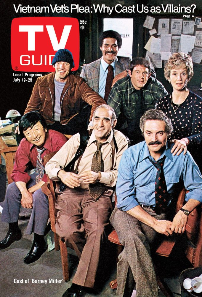 Barney Miller, Standing From Left: Gregory Sierra, Ron Glass, Max Gail ...