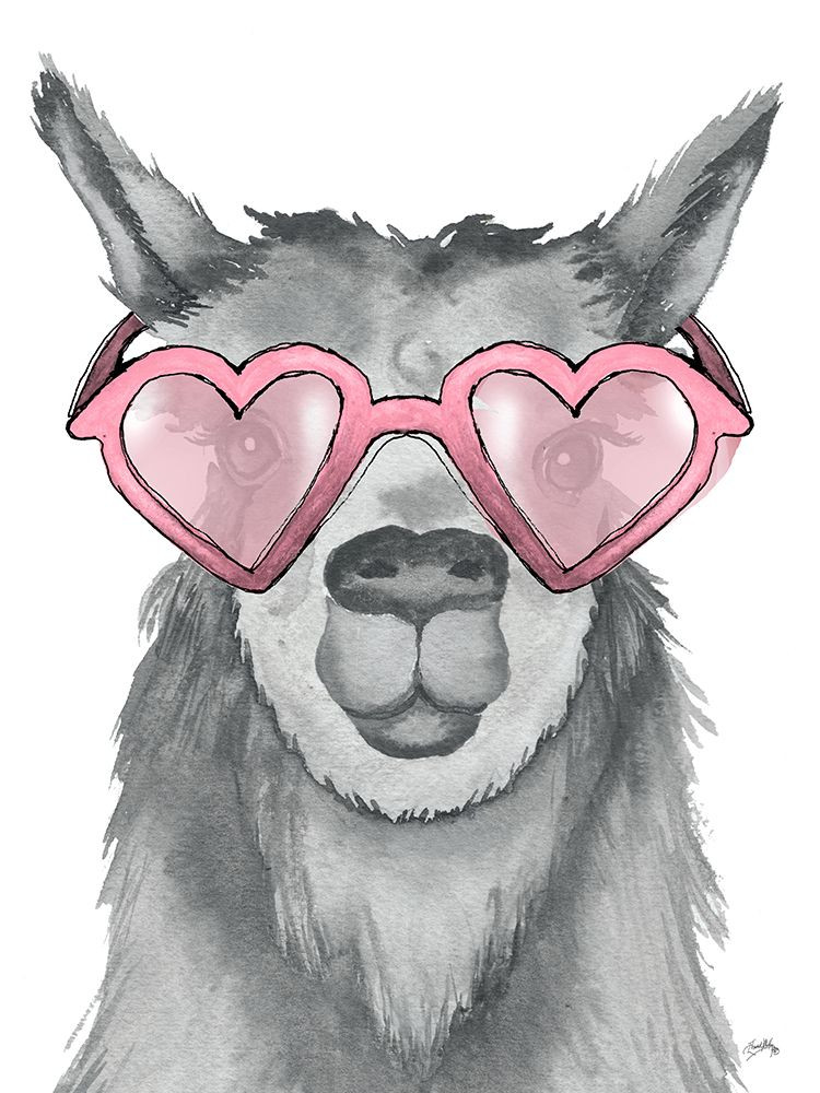 Llama With Pink Shades Poster Print - Elizabeth Medley # VARPDX13215JA ...