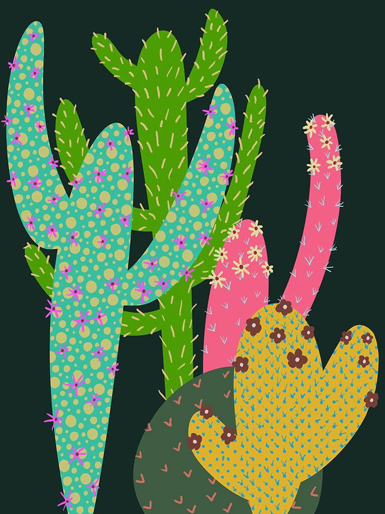 Colorful Cactus I Poster Print - Regina Moore - Posterazzi