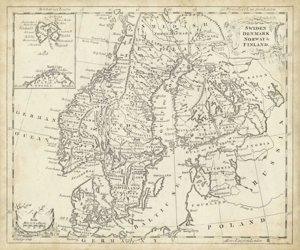 Map of Sweden and Denmark Poster Print - T. Jeffreys - Posterazzi
