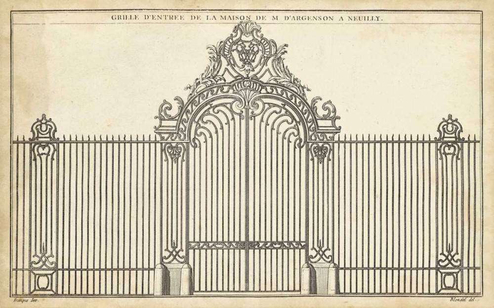 Antique Decorative Gate III Poster Print - J.F. Blondel - Posterazzi