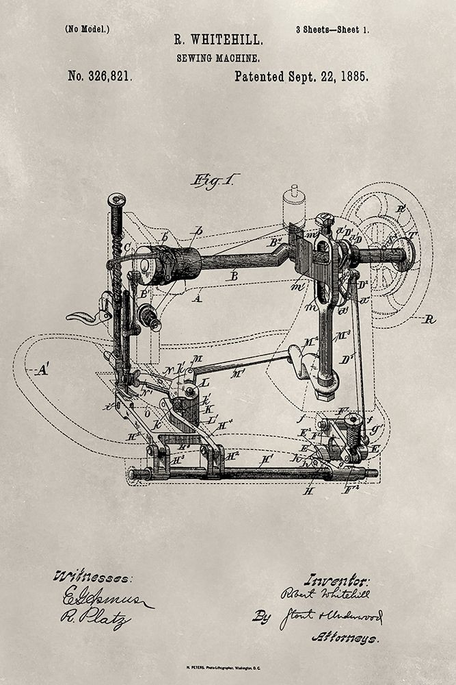 Patent--Sewing Machine Poster Print - Alicia Ludwig - Posterazzi
