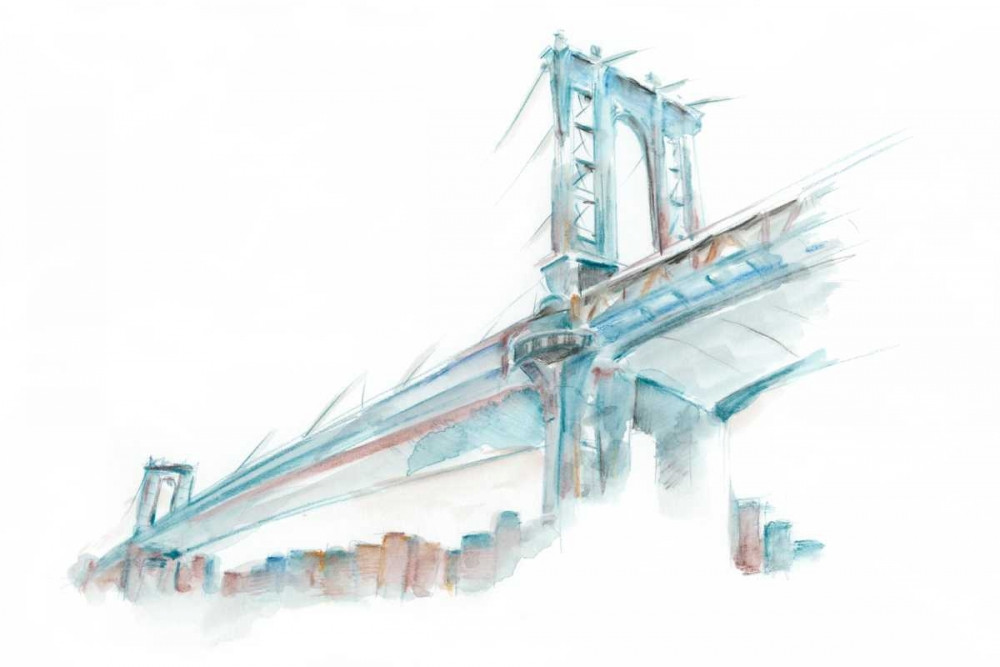 Watercolor Bridge Sketch I Poster Print - Ethan Harper - Posterazzi