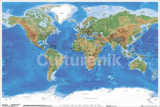 Planetary Visions Physical Map Of The World Poster Print (36 X 24 ...