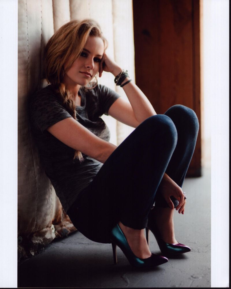 Bridgit Mendler Crouched Against Wall In Jeans And Heels Photo Print ...