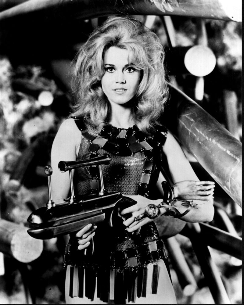 Jane Fonda Holding Gun In Barbarella Black And White Photo Print - Item ...