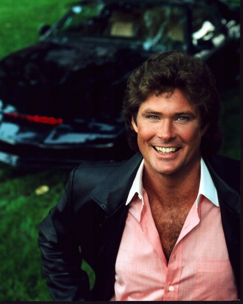 David Hasselhoff Wearing Pink Shirt In Front Of Car Outside For Knight ...