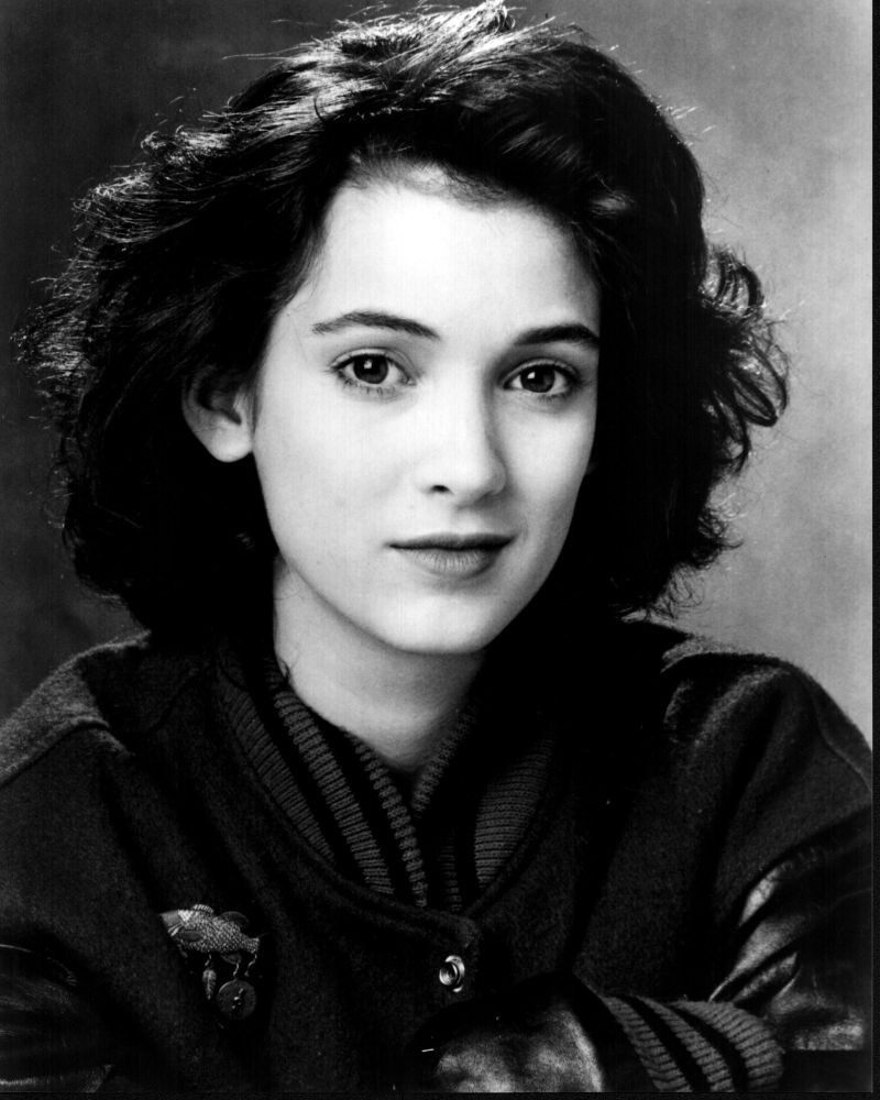 Winona Ryder Headshot In Jacket Black And White Photo Print - Item ...