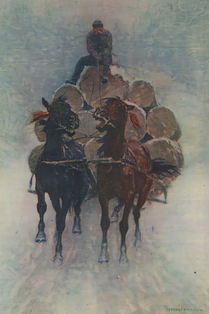 Hauling Logs to the River 1907 Poster Print - Frederic Remington ...