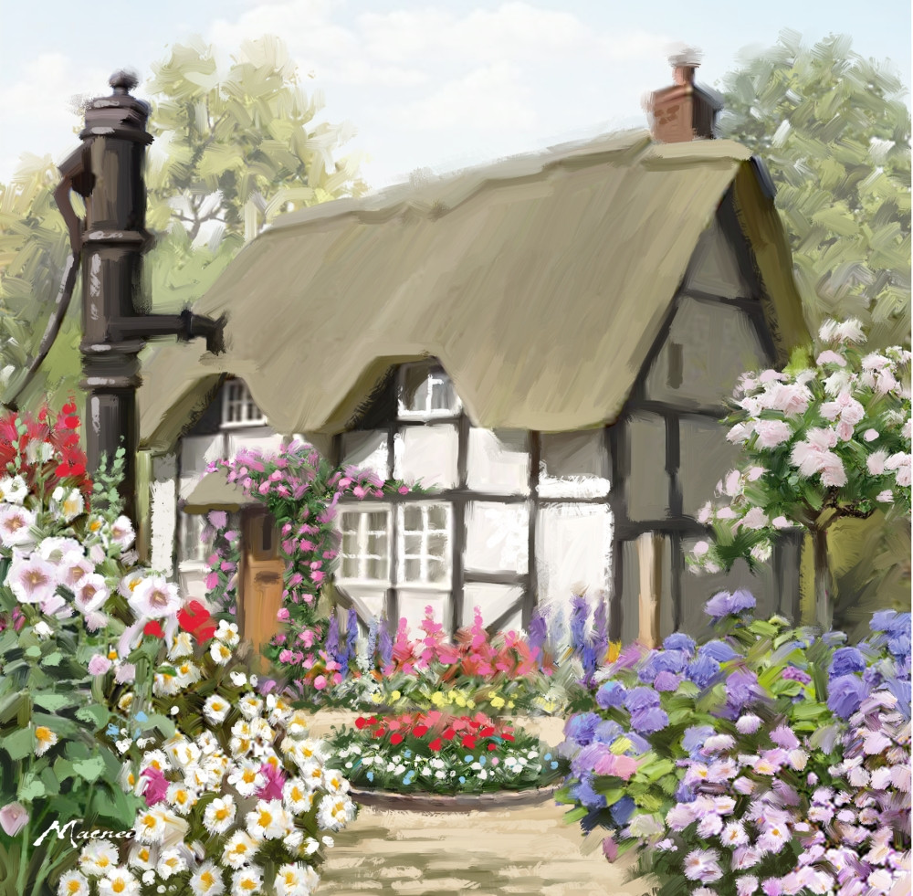 English Cottage Poster Print by The Macneil Studio (12 x 12) - Item ...