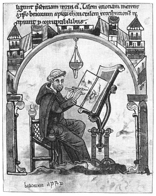 English Monk, C1200. /Nwood Engraving After An Illumination In A ...