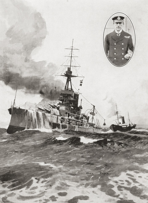 Admiral Sir John Jellicoe's Flagship Iron Duke Being Coaled Sea Inset ...