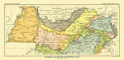 Tennessee - Bordering States - Hoen 1896 Poster Print by Hoen Hoen ...