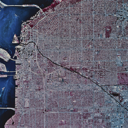 Satellite view of Miami, Florida, 1990's Poster Print - Item ...
