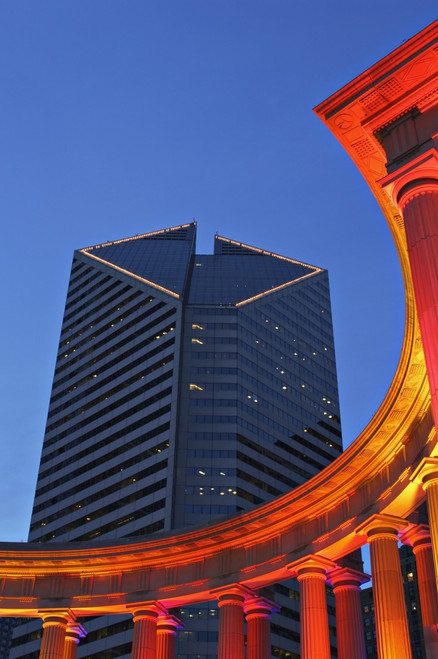 Smurfit-Stone Building Behind Wrigley Square Columns, Low Angle View ...