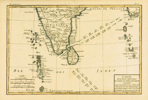 Map Of Southern India, Circa.1760. From _Atlas De Toutes Les Parties ...