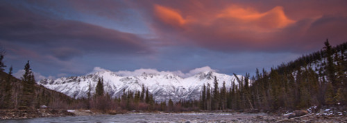 The Wheaton River In Early Winter With The Clouds Lit By Sunset Light ...