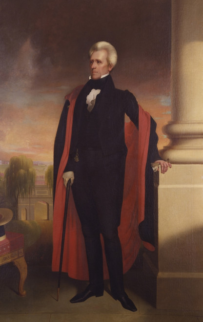 Vintage American history painting of President Andrew Jackson standing ...