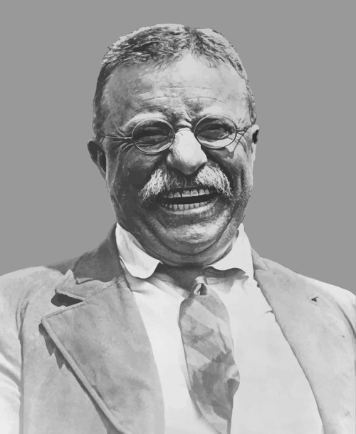 Digitally restored vector portrait of Theodore Roosevelt smiling Poster ...
